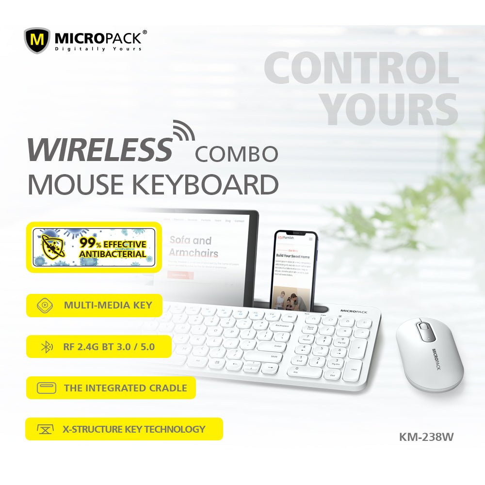 Micropack iFREE Pro 2 - 2.4G/Bluetooth Wireless Keyboard & Mouse Combo Micropack - Zenox Hong Kong
